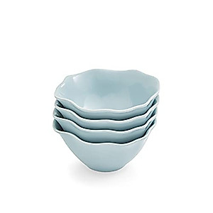 Portmeirion Sophie Conran Floret Stoneware All Purpose Bowls 7 Inch Set of 4 - Dishwasher & Microwave Safe Great Kitchen Home Use for Serving Cereal Soup Salad & More, Robins Egg