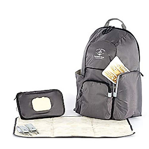 Humble-Bee Free Spirit Backpack Diaper Bag - Removeable Changing Pad - Wipes Case - Durable and Stylish - Water-Repellant (Pebble)