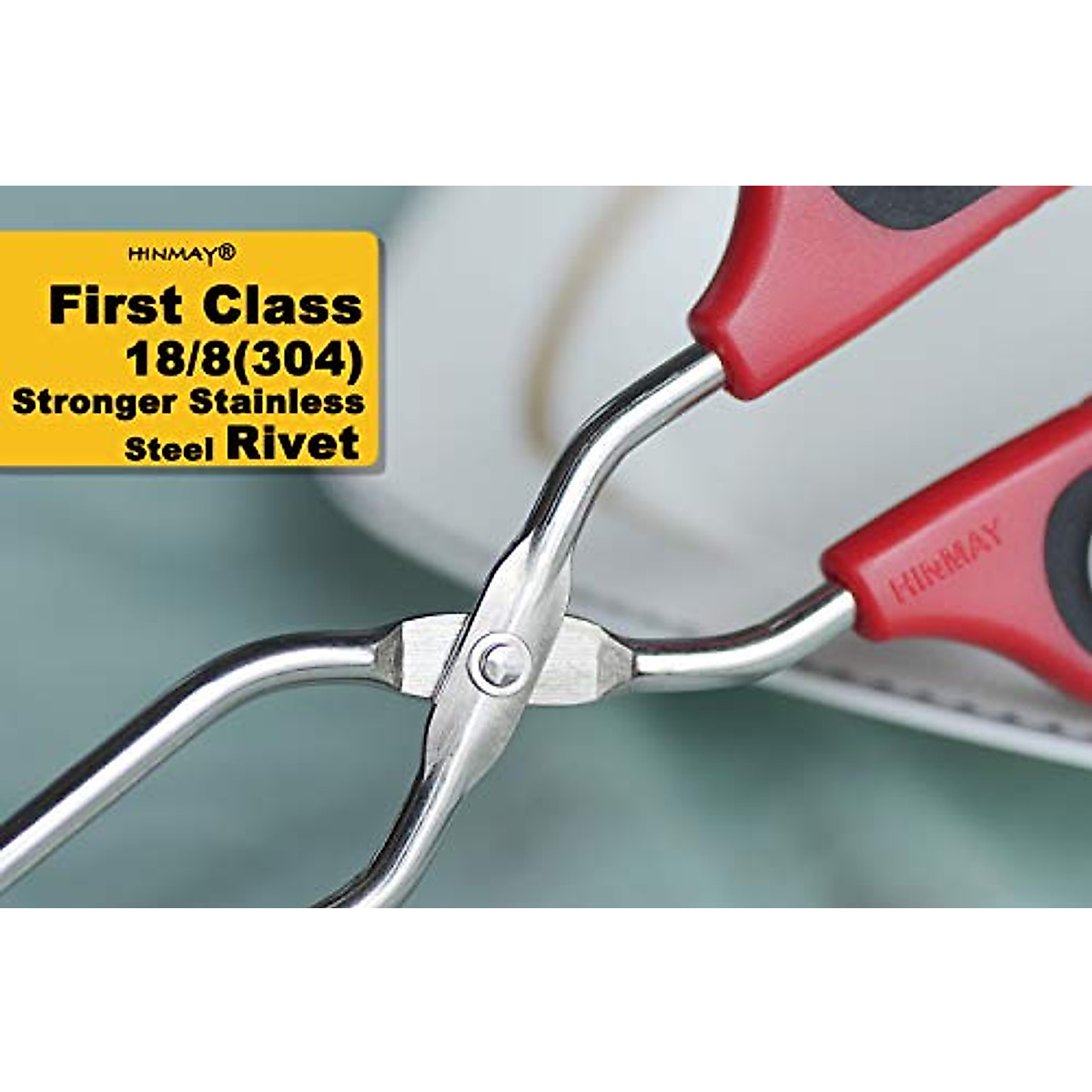 HINMAY Stainless Steel Scissor Tongs 10-Inch and 12-Inch Set, Set of 2