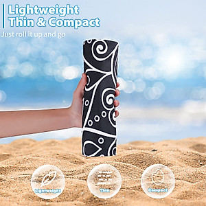 Microfiber Sand Free Beach Towel-Quick Dry Super Absorbent Lightweight Oversized Large Towels Blanket for Travel Pool Swimming Bath Girl Women Men Geometric Triangle Black Mandala