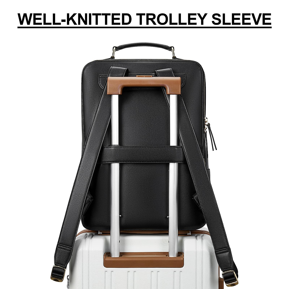 BOSTANTEN Leather Laptop Backpack for Women Large Capacity 15.6 inch Computer Bag Casual College Daypack Travel Bag Brown