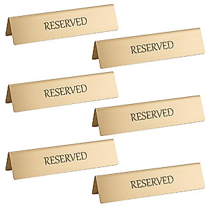 OLYCRAFT 6Pcs Reserved Table Signs Stainless Steel Table Top Reserved Sign Gold Reservation Seat Signs Reservation Table Tent Signs for Restaurant Wedding Office Meeting Party 1.5x5.9x1.3 Inch