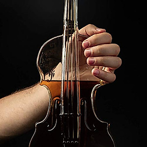 Glass Violin Decanter, Mahogany Base - The Wine Savant 1000 ML Glass Decanter For Whiskey, Scotch, Spirits, Wine Or Vodka For Music Lovers.