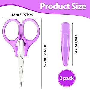 2 Pcs Small Scissors All Purpose Precision Stainless Steel Detail Scissors with Protective Cover Mini Sharp Craft Scissors Straight Fine Tips Sewing Scissors for Embroidery Knitting Paper Cutting