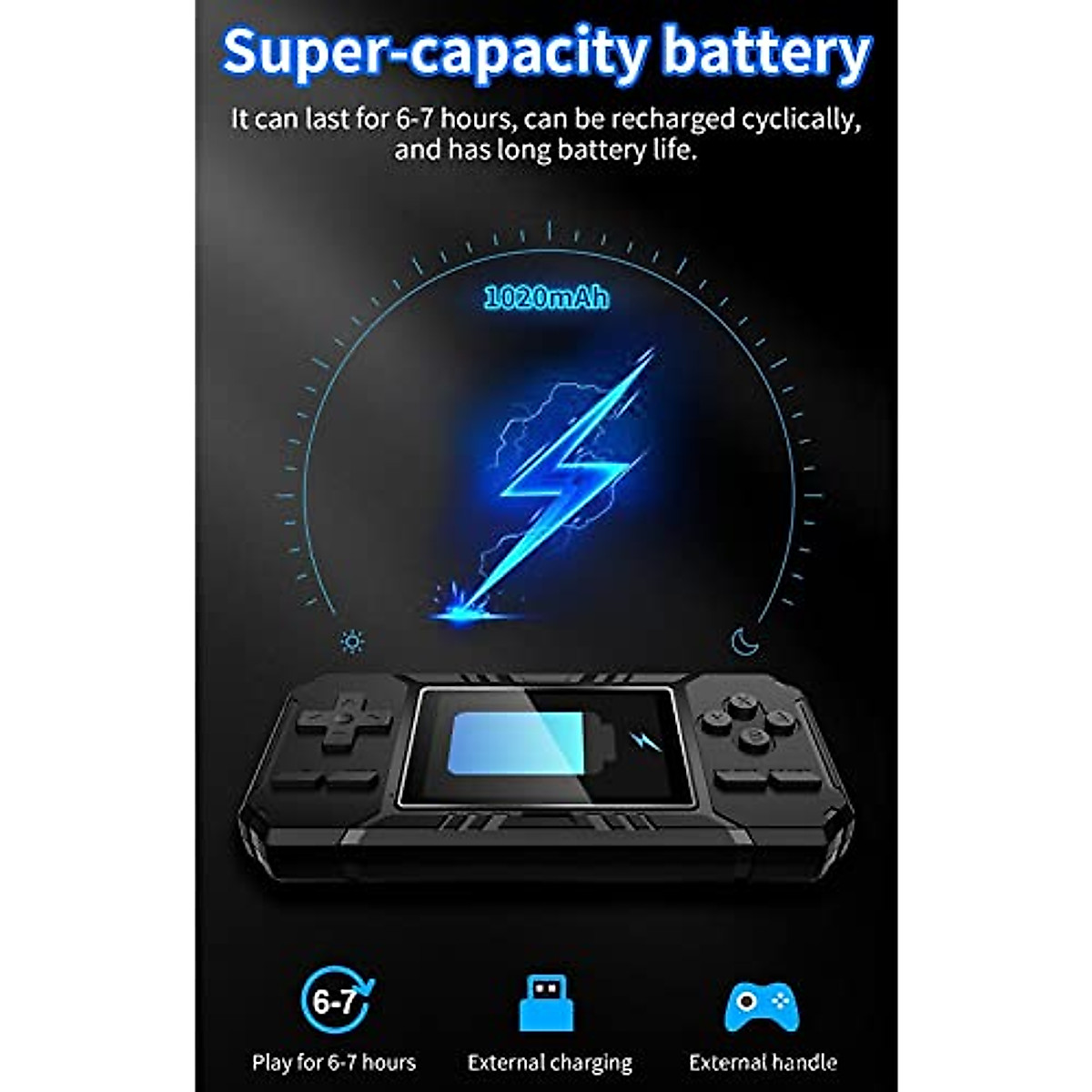 LILYRIN Retro Portable Mini Handheld Game Console 8-Bit 3.0 Inch Color Screen LCD Game Player Built-in 500 Games-Green