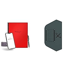 Rocketbook Fusion Smart Reusable Notebook - Calendar, To-Do Lists, and Note Template Pages with 1 Pilot Frixion Pen - Atomic Red Cover, Letter Size (8.5" x 11") & Pen/Pencil Holder (Pen Station)