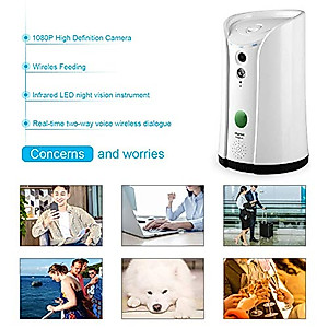 SKYMEE Dog Camera Treat Dispenser, WiFi Remote Pet Camera with Two-Way Audio and Night Vision, Compatible with Alexa