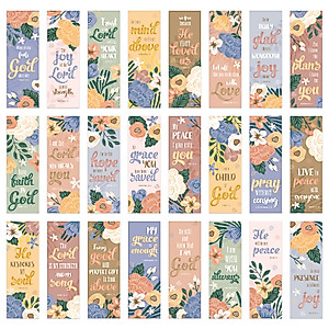 Religious Bookmarks / 2" x 6" Motivational Paper Bookmark Set / 24 Christian Verses Page Marker Designs/Bible Study Bookmarks/Made in The USA