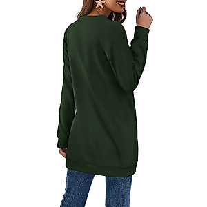 OFEEFAN Sweatshirts for Women Plus Size Long Sleeve Thermal Green Tunic Tops 3XL
