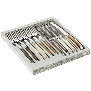 Jean Dubost Laguiole 12-Piece Knife Set, Linen, JD93232