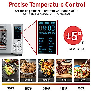 Nuwave Bravo 12-in-1 Digital Toaster Oven, Countertop Convection Oven & Air Fryer Combo, 1800 Watts, 21-Qt Capacity, 50°-450°F Temp Controls, Dual Zone Surround Cooking, Linear T Technology, SS Look
