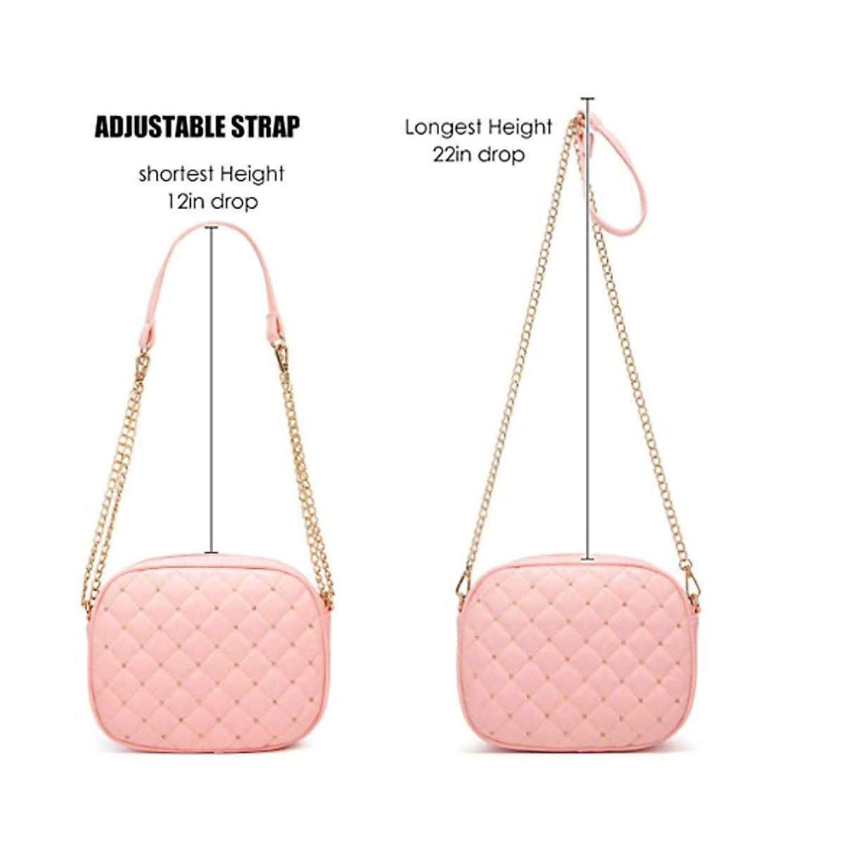 H HANBELLA - A FASHION TRENDY COLLECTION. FOREVER. - Small Pink Crossbody Purse and Handbags for women and Teens - Cute Shoulder Messenger Bags Satchels with Gold Chain for Ladies and Girls