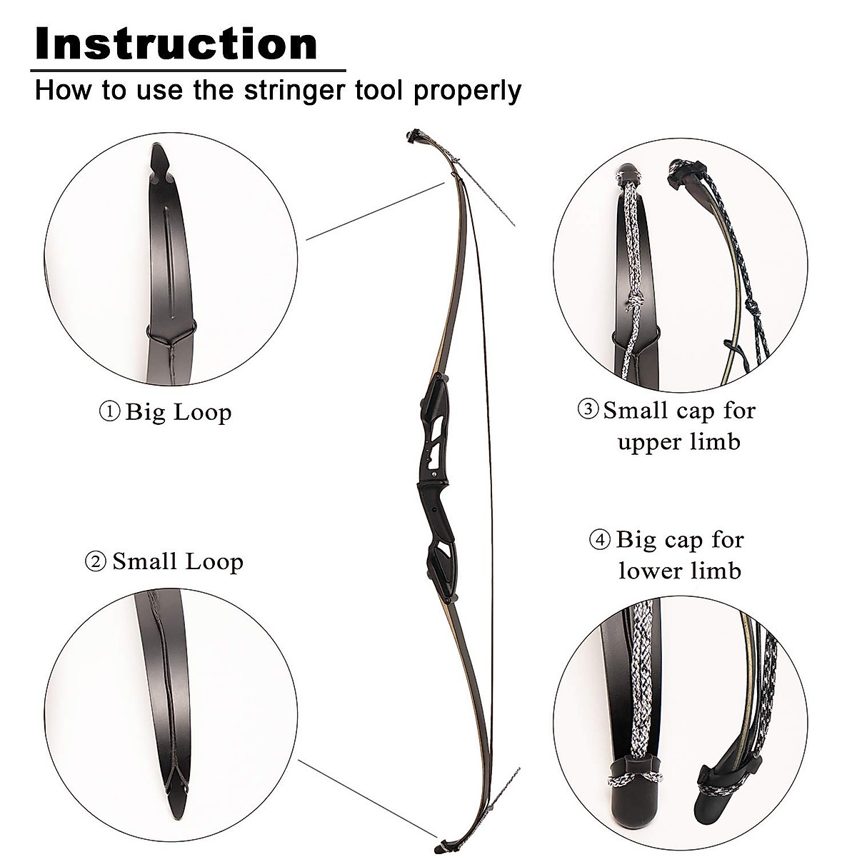 ASDW Archery Stringer Recurve Stringer Bow String Tool Bow Stringer Protective Sringer for Longbow Tool Limbsaver Stringer Tool