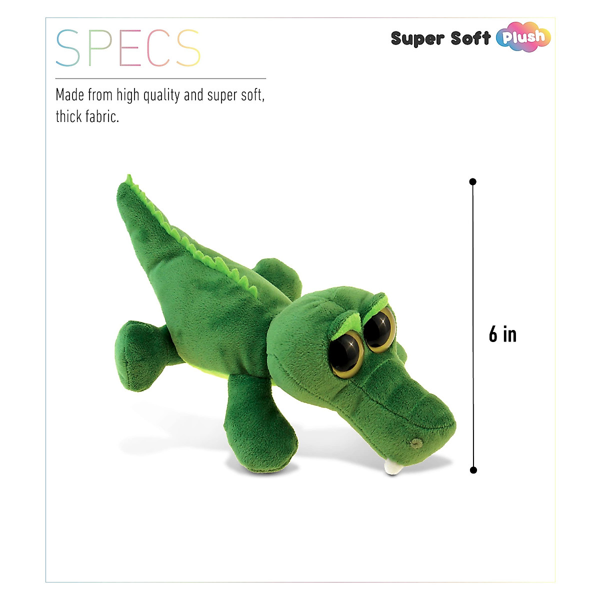 DolliBu Green Alligator Stuffed Animal - Super Soft Alligator Plush, Huggable Big Eyes Plush Animal Alligator Toy, Wild Animal Gator Plush, Cute Stuffed Animal Gift for Kids and Adults - 6 Inches