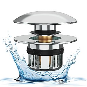 Bathtub Drain Stopper - Bath Tub Drain Plug with Hair Catcher Basket, Chrome