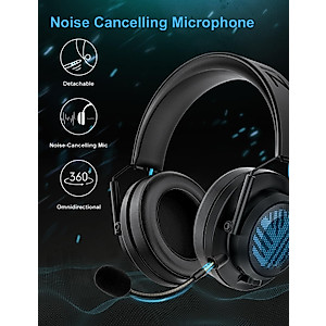 ZIUMIER Wireless Gaming Headset - Low Latency 2.4G Wireless + Bluetooth Gaming Headphones for PC, PS5, PS4, Switch, Mobile - Noise Cancelling Microphone - 50mm Drivers - USB-C Charging (Black)