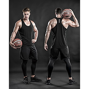 DRSKIN Men's 4-Pack Dry Fit Y-Back Muscle Tank Tops, Gym Bodybuilding Training, Athletic Workout Cool Shirts (BTF-ME-TA, M)