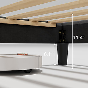 ANCTOR Twin Bed Frame with USB Ports, Platform Bed with Height Adjustable Upholstered Headboard, Heavy Duty Steel Support Legs, Easy Assembly, No Box Spring Needed, Grey