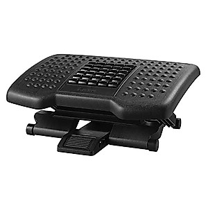 Kantek Premium Ergonomic Height Adjustable Under Desk Footrest, 3 Height Setting, Foot Adjustable Tilt Angle, Supports Feet/Legs, Black