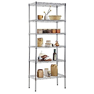 YYkokocat Metal Shelving Unit Detachable Storage Rack with 8 Leveling Feet Adjustable Storage Shelves Wire Shelves for Storage Kitchen Garage, 900LB Capacity, 59" H x 23" L x 14" D, Chrome