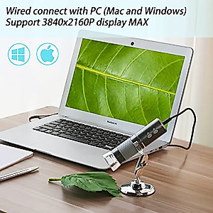 Cainda HD 4K 3840x2160P WiFi Digital Microscope Camera for iPhone Android Phone and Windows Mac PC, Wireless Handheld Microscope, Portable Microscope with Stand for Adults and Kids