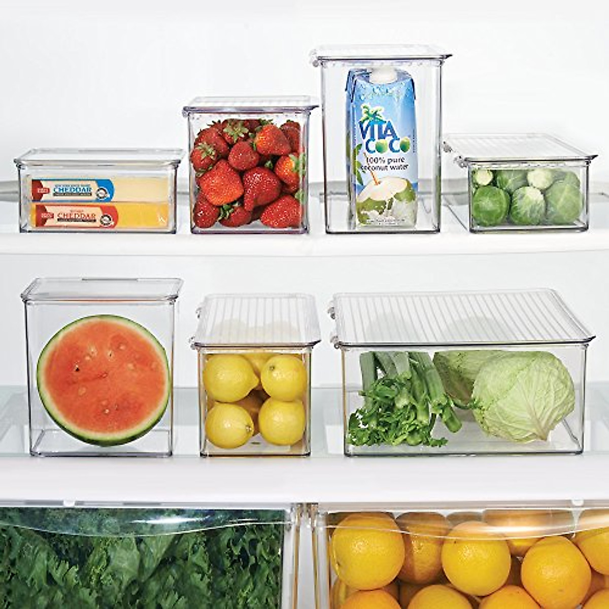 iDesign Modern Clear Rectangular Stackable Shatterproof BPA Free Plastic Kitchen Storage Box, 14 x 34 x 12.5 cm