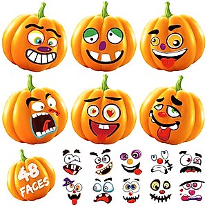 Pumpkin Decorating Kit for Kids 48 Different Pumpkin Faces Stickers Halloween Pumpkin Stickers Halloween Pumpkin Decor for Kids Make 48 Pumpkins