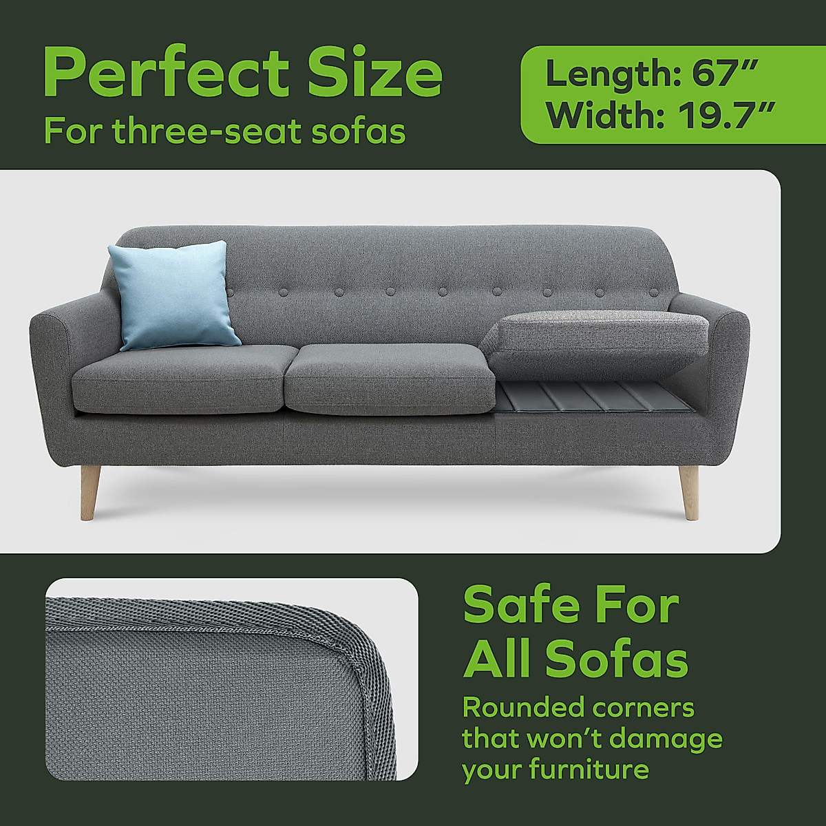 BEN'SHOME® Durable Cushion Support Insert [19.7" x 58-67"], Upgraded Sofa Saver Board for Sagging Couch Pillows. Fix & Prevent Sagging Seats, Extra Strong, Dense & Thick | 0.4"