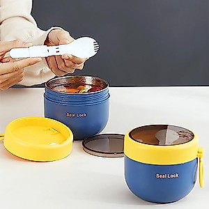 Piscepio Overnight Oat Containers with Lids and Reusable Plastic Spoons,17oz Portable Stainless Steel Yogurt Breakfast On The Go Cups, Cups for Cereal,Milk and fruit Salad Storage Container 3pcs (3)