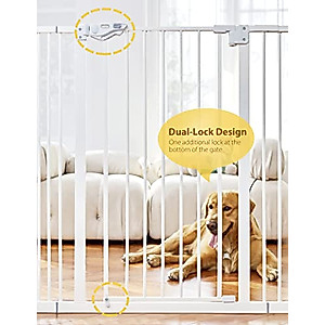 InnoTruth 29"- 39.6“ Baby Gate for Doorways and Stairs, 36" Extra Tall No Drill Wall Protected Dog Gate, 45cm Wide Walk Thru Auto Close Metal Child Gate, Easy to Install and One-Hand Opening, White