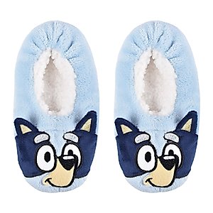 Bluey Girl's 1-Pack Snuggle Toe Plush Footlet Socks Slippers, Blue, Medium/Large