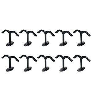 Tighall 10 PCS Zinc Alloy Black Double Prong Ceiling Hook, Top Mount Hooks with Screws for Closet Top Kitchen Cabinet Garage Hanging Clothes, Towels or Other Utensils