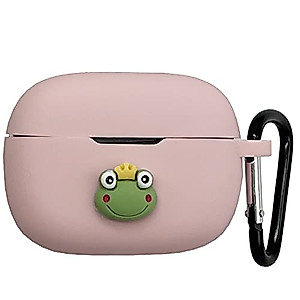 Cartoon Kawaii Case for JBL Vibe 200TWS Earbuds, Seadream Portable Cute 3D Frog Animal Cartoon Scratch Shock Resistant Protective Cover with Carabiner (Frog)