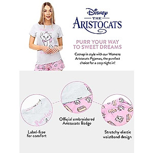 Disney Pajama for Women | Ladies Aristocats Pajamas | Cotton Short PJ Set Grey XX-Large