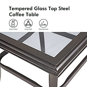 Grand patio 3 Pieces Patio Chairs Set,Steel Outdoor Furniture Set with Coffee Table and Grey Thick Cushions for Garden Lawn Porch(Grey)