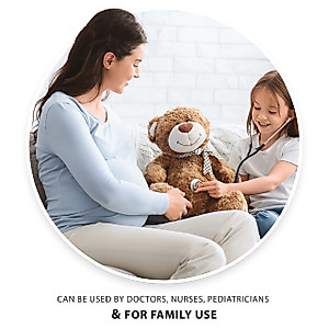 Classic Dual Head Stethoscope for Medical and Home use - Ideal for Nurses, Medical Students, Doctors, EMTs - Diagnostic Stethoscope for Basic Heart + Lung assessments (Black)