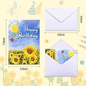 VIVIKEN Musical Birthday Card, Blowable Sunflower Rotatable Pinwheel Happy Birthday Cards with Music and Cheers Sound, Funny Greeting Cards Birthday Gifts for Kids, Women, Daughter, Mom, Grandma,