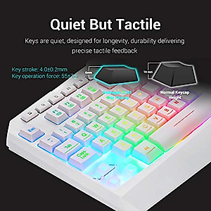 Redragon S101 Wired RGB Backlit Gaming Keyboard with Multimedia Keys Wrist Rest and Red Backlit Mouse Combo 3200 DPI for Windows PC Gamers (White)
