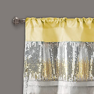 Lush Decor Night Sky Sequin Window Valance, 18"L x 52"W, Yellow & Gray