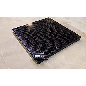 Liberty Scales Industrial Floor Scale, Accurate Digital Pallet Scales with Metal Indicator and Printer for Warehouse or Shipping Weighing, 48” x 48” (4’ x 4’) Size 5000 lbs x 1 lb Capacity