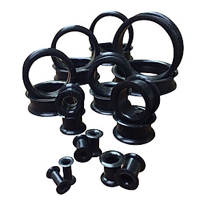 Lobal Domination Pair of Black Soft Silicone Ear Tunnels Plugs - up to Size 50mm! (1&1/2" (38mm))