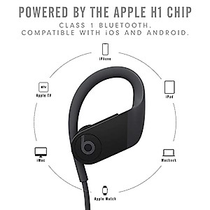 Powerbeats High-Performance Wireless Bluetooth Headphones - Black - MWNV2LL/A (Renewed)
