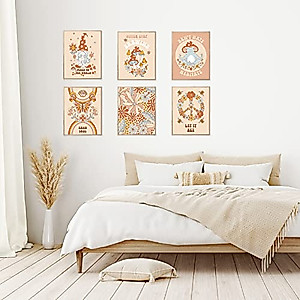 60S 70s Vintage Wall Art Poster Groovy Room Decor Aesthetic Retro Hippie Flower Wall Art Prints Positive Slogan for Bedroom Living Room Wall Decor (70s Positive Poster, 8"x10" UNFRAMED)