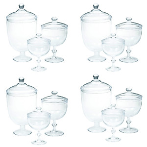 Fun Express Bulk Apothecary Jars, Candy Jars, 12 Pieces, 3 Sizes, Wedding, Reception, Grand Event, Birthday Party Supplies