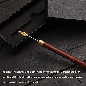 DIUDUS Leather Edge Dye Pen, Red Wood Handle Stainless Steel Top Edge Dye Roller Oil Pen Belt Finisher Leather DIY Craft