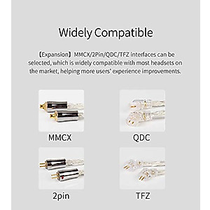 Earbuds Cable-TFZ 24 Core KBEAR [Expansion] Ear Monitor Upgraded Cable, 4N Copper Silver Plated Cable with 4.4mm Plug, Suit for Live-X T2-Galaxy IEM King-RS and TFZ Series (TFZ4.4, Silver)