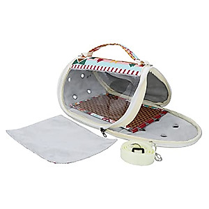 Wontee Small Pet Carrier Hamster Carrier Bag Portable Travel Carrier for Hamsters Mouse Baby Guinea Pig Hedgehog Sugar Glider Small Birds (M, Pink Ethnic)