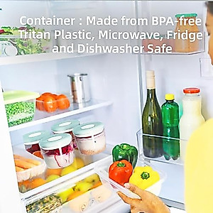 Meal Prep Containers Airtight Overnight Oats Containers 14 oz Tritan Chia Pudding Jars BPA-Free Oatmeal Containers with Lids for Milk Cereal Fruit Breakfast Leftovers (4PCS Light Blue Set)