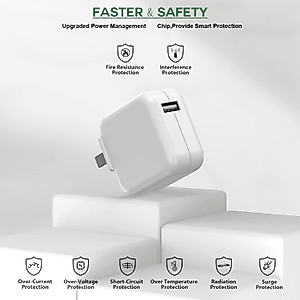 iPad Charger iPhone Charger, 2-Pack 【Apple MFi Certified】 12W Charger iPad Foldable Portable Travel Plug with 3.3FT Lightning Cable Compatible with iPhone, iPad, iPad Mini 1/2/3/4/5, iPad Air 1/2/3