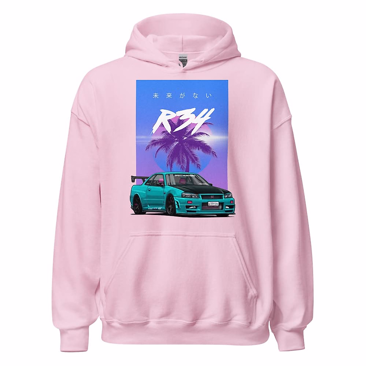 JG Infinite GTR R34 GT-R Skyline JDM Vaporwave Aesthetic Vapor Dreams Chillwave Unisex Hoodie Light Pink